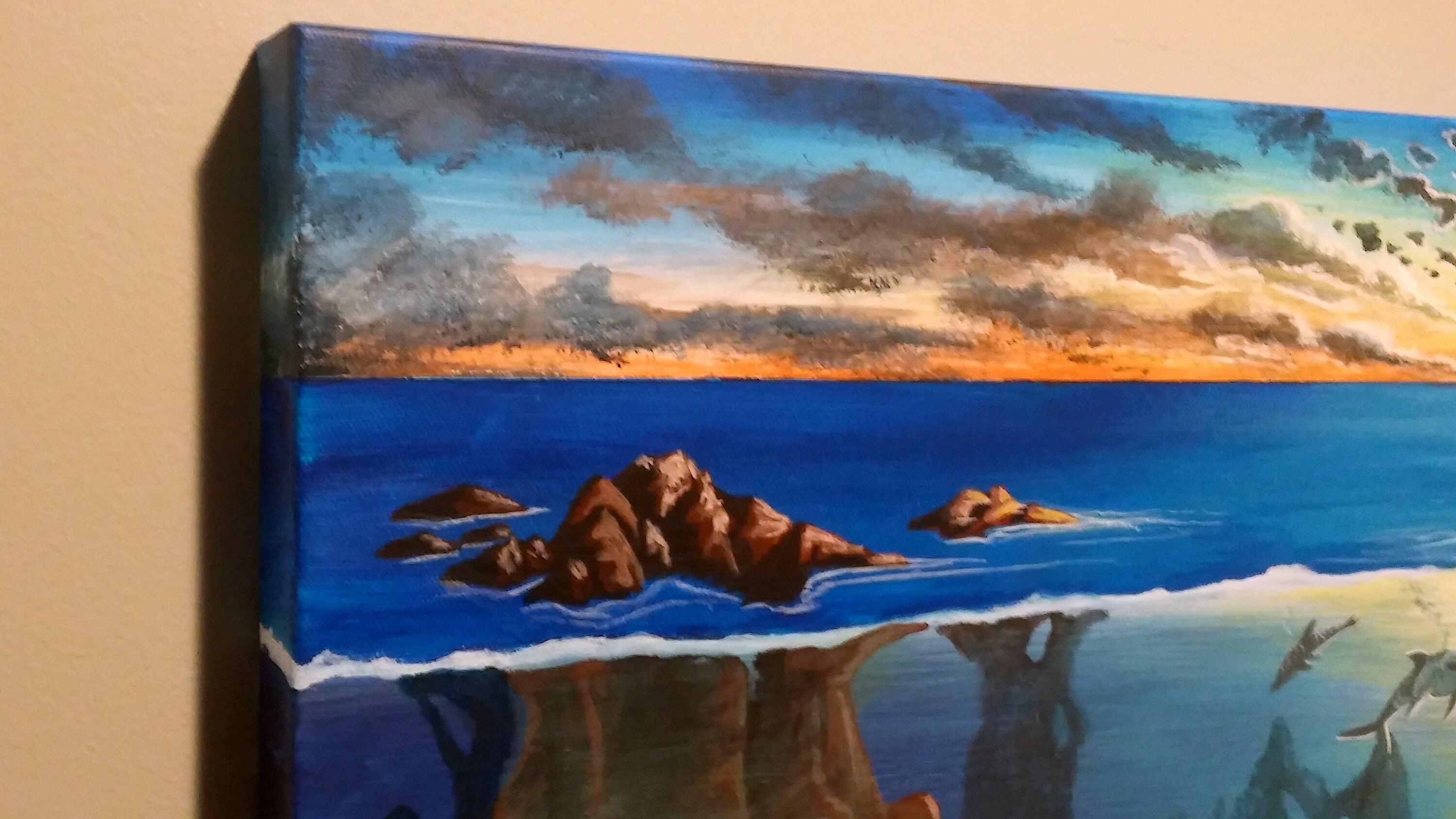 Dolphin Sunset/ Original Acrylic Painting/ 20x10 Canvas/ - Etsy