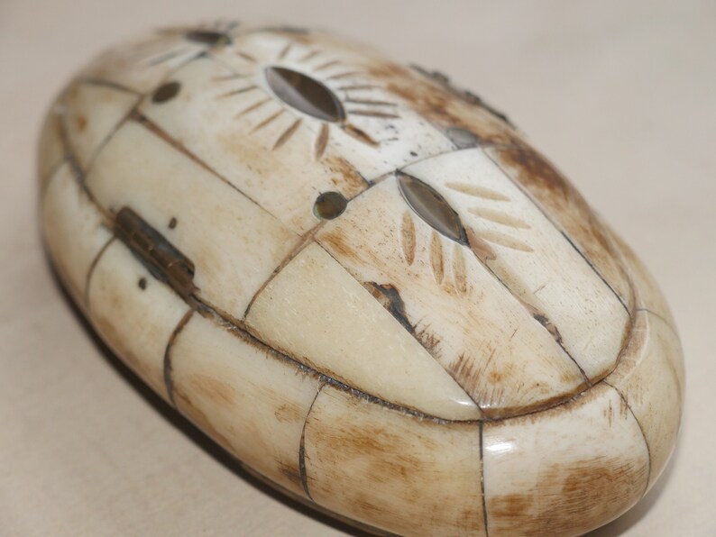 Lot Nr 367 Natural Bone Trinket Jewellery Box Brass Inlay Oval - Etsy
