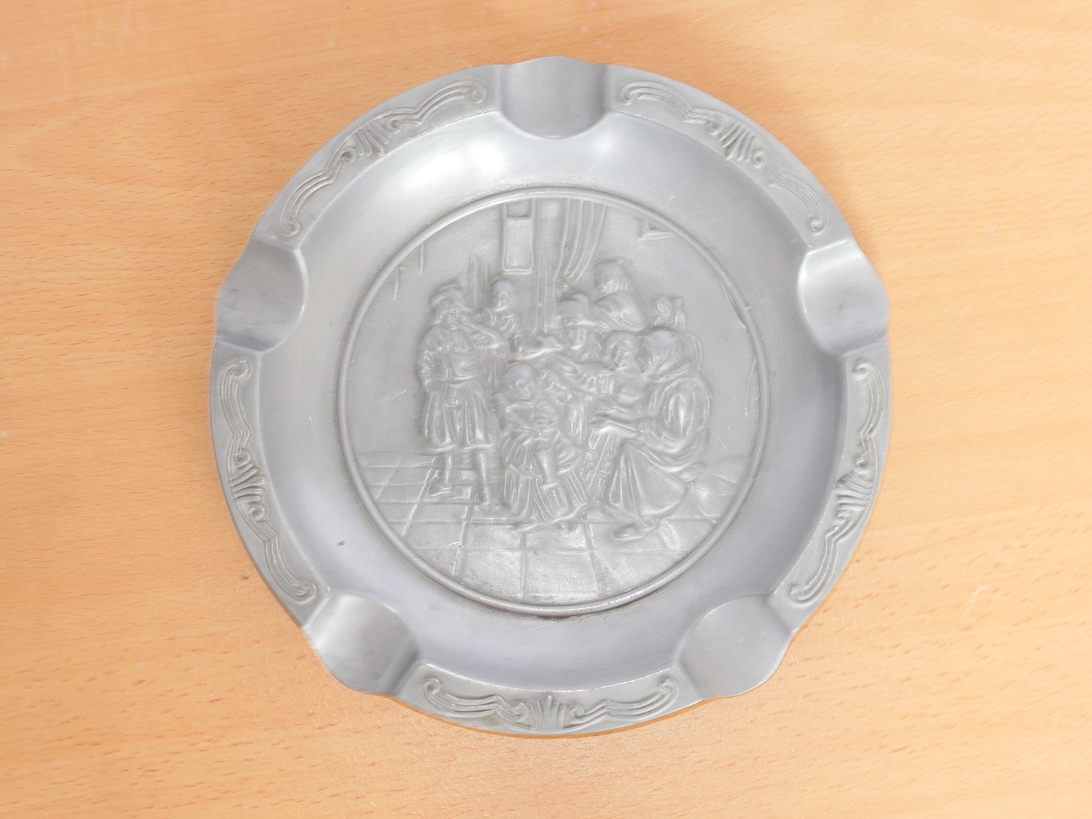 Vintage Dutch Pewter Ashtray, Holland Tobacco Tray (19.5cm), Lot Nr 595 ...