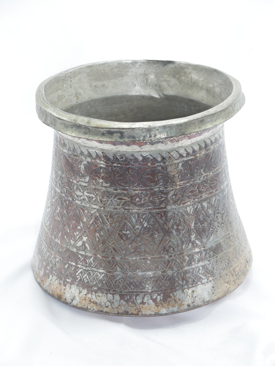 Lot Nr 625 Large Old Antique Islamic Middle Eastern Tinned Copper Pot ...