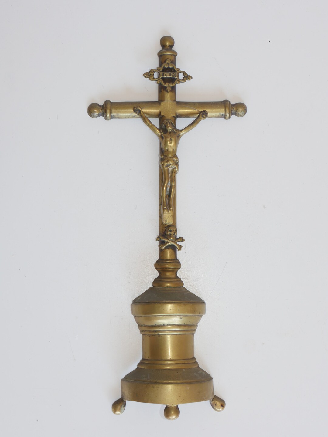 Antique Bronze Standing Crucifix - French Jesus Christ Cross, Altar ...