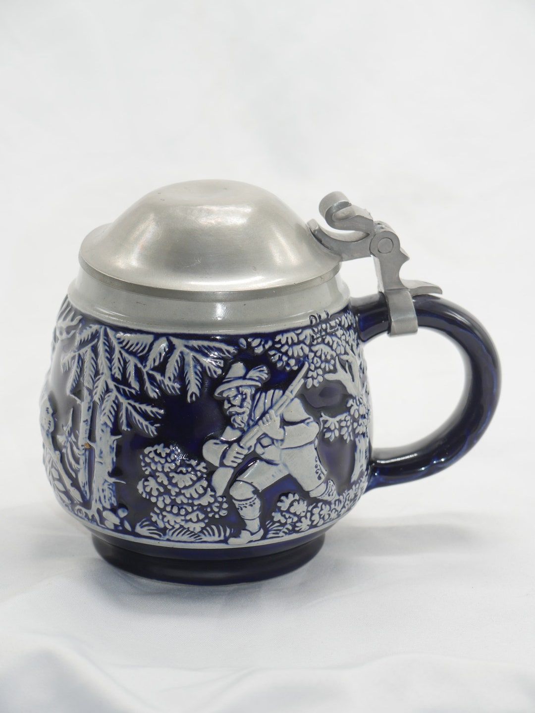 Vintage German Beer Stein Reinhold Merkelbach — Cobalt Blue Westerwald ...