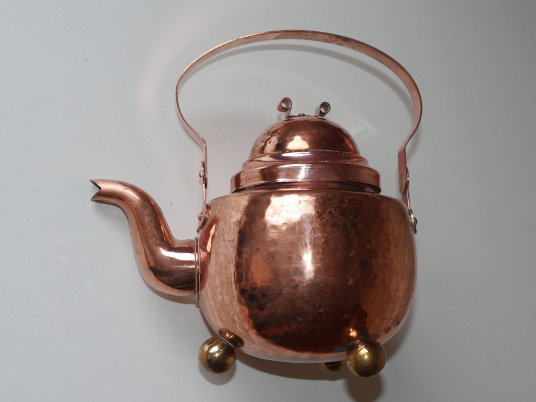 Lot Nr 473 Vintage Swedish Copper Tea Pot Lidded Kettle With Brass Legs ...