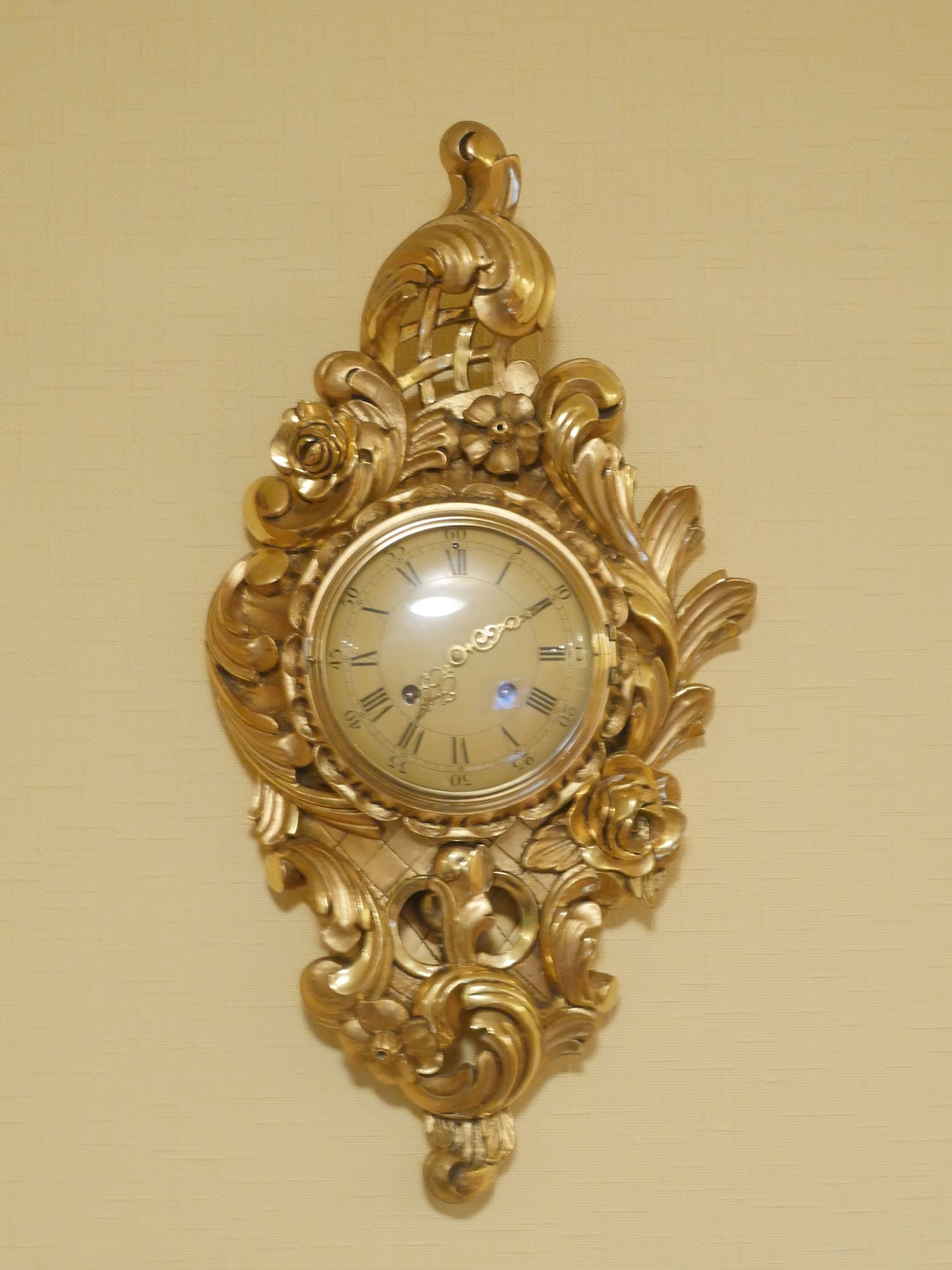 Vintage Gilded Rococo Wall Clock, Wasterstrand Toreboda Swedish ...