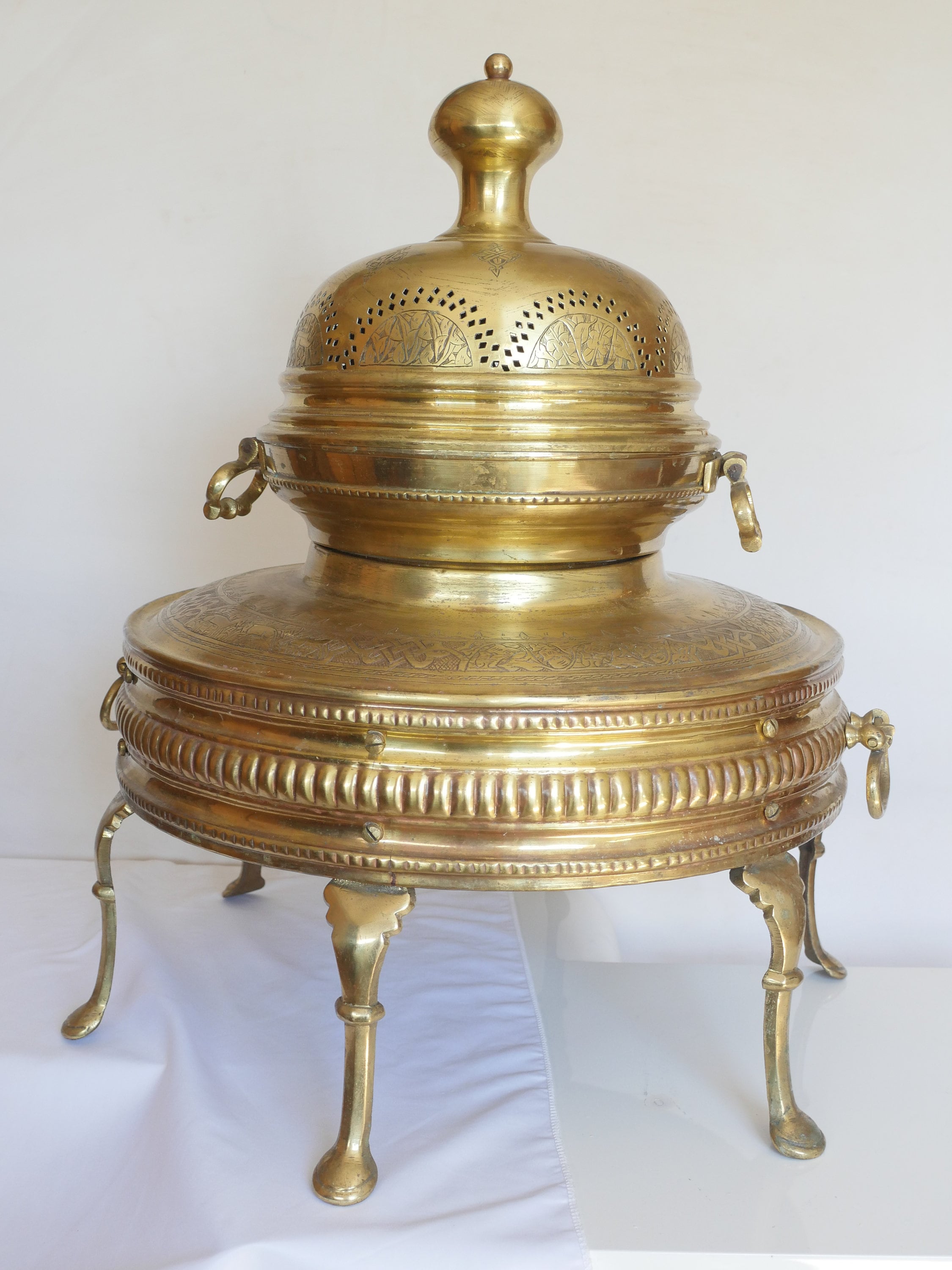 Old Vintage Unique Large Heavy Solid Brass Brazier Mangal From Turkey ...
