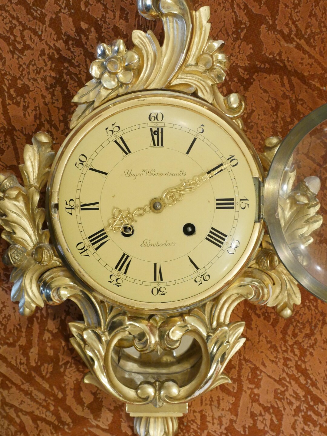 Old Vintage Gilded Wall Clock Rococo Mechanical Yngwie Wasterstrand ...