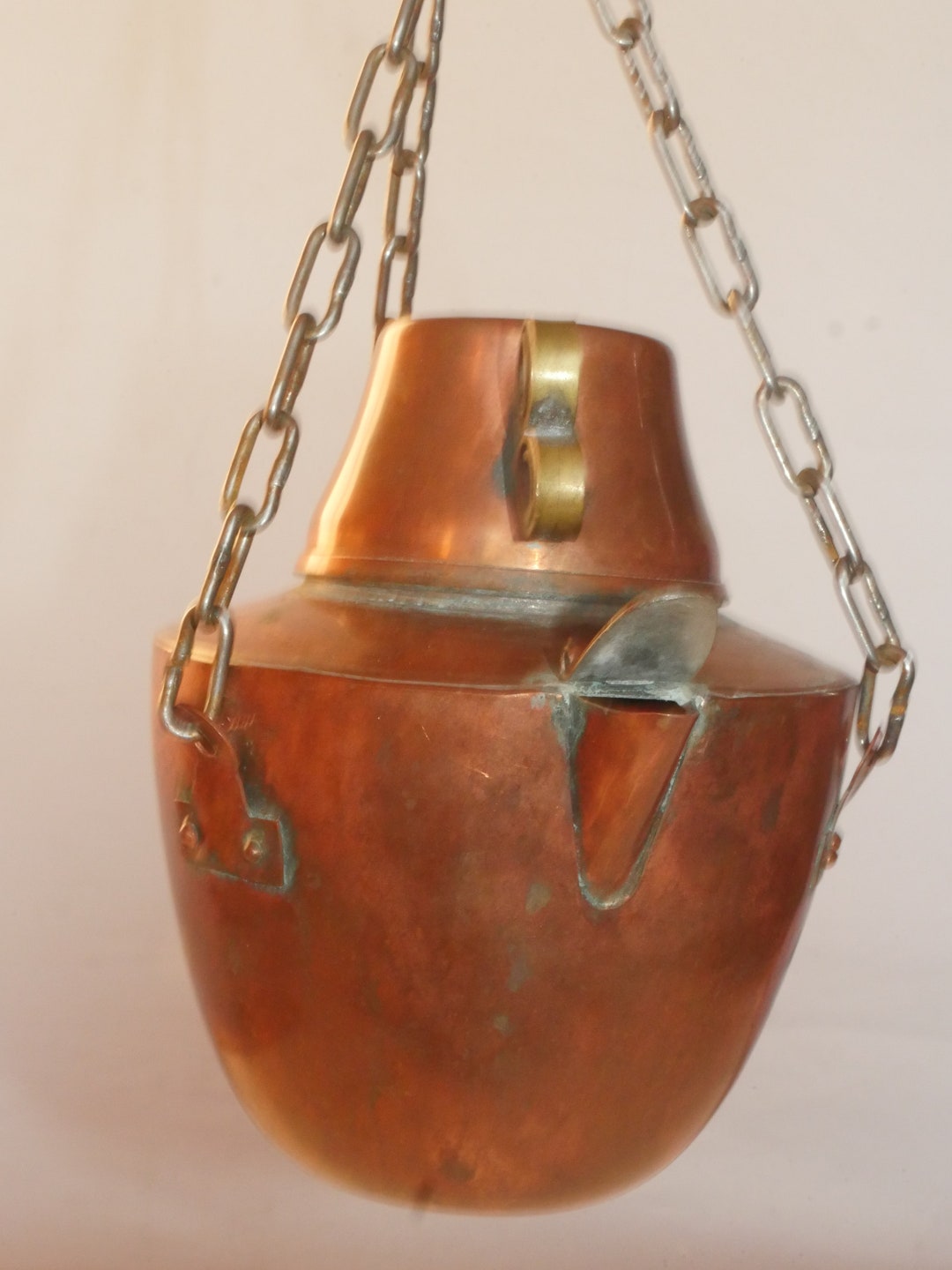 Vintage Swedish Copper Tea Container With Chain & Tin Lining, Lot Nr ...
