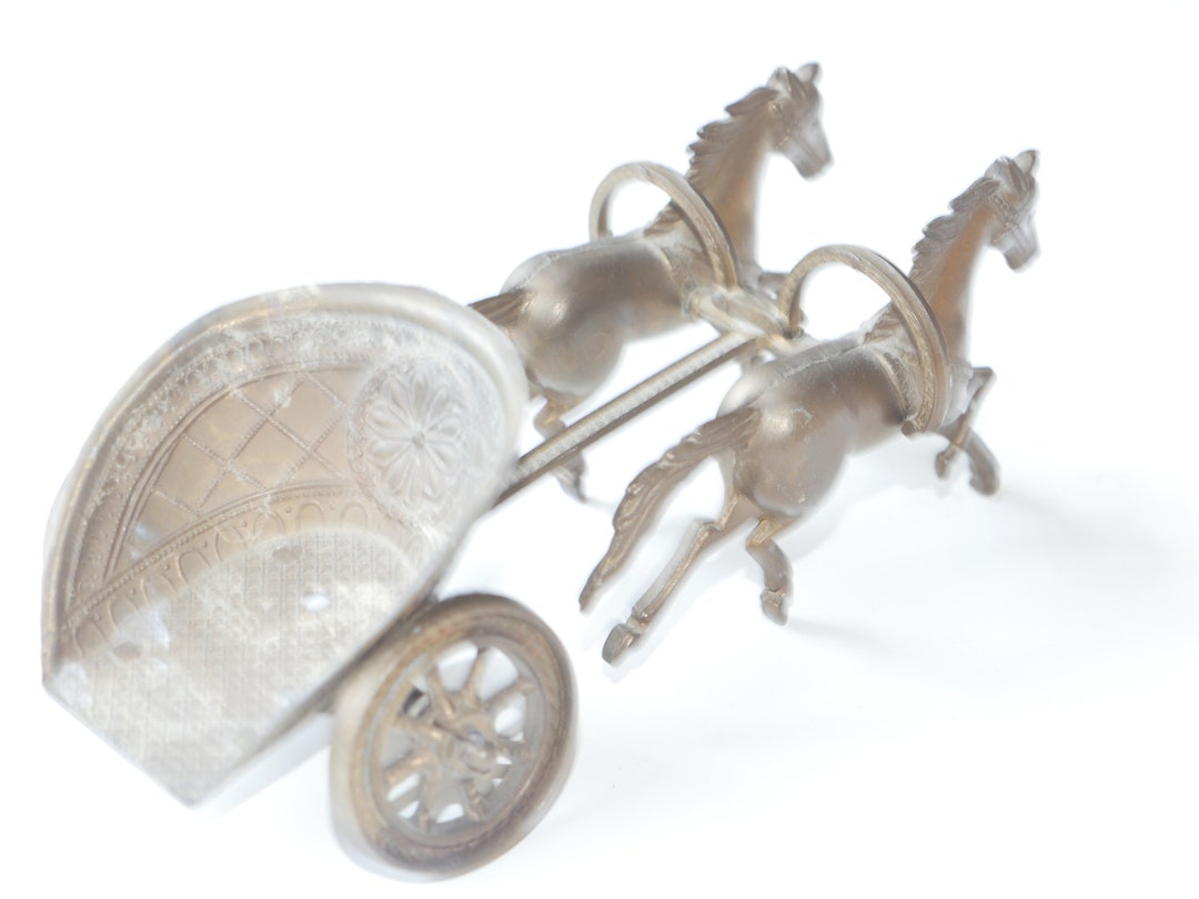 Vintage Brass Two-horse Carriage Statue, India, Lot Nr 907 - Etsy