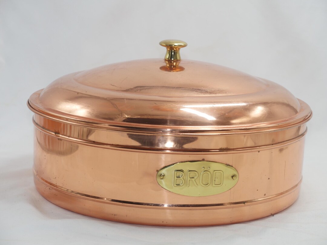 Lot Nr 750 Swedish Copper Bread Round Box Keeper/tray Lidded and Steel ...