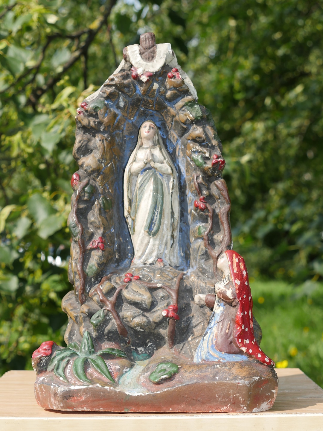 Lot Nr 224 Antique French Virgin Mary & Girl Deva Maria Marija Mariam ...