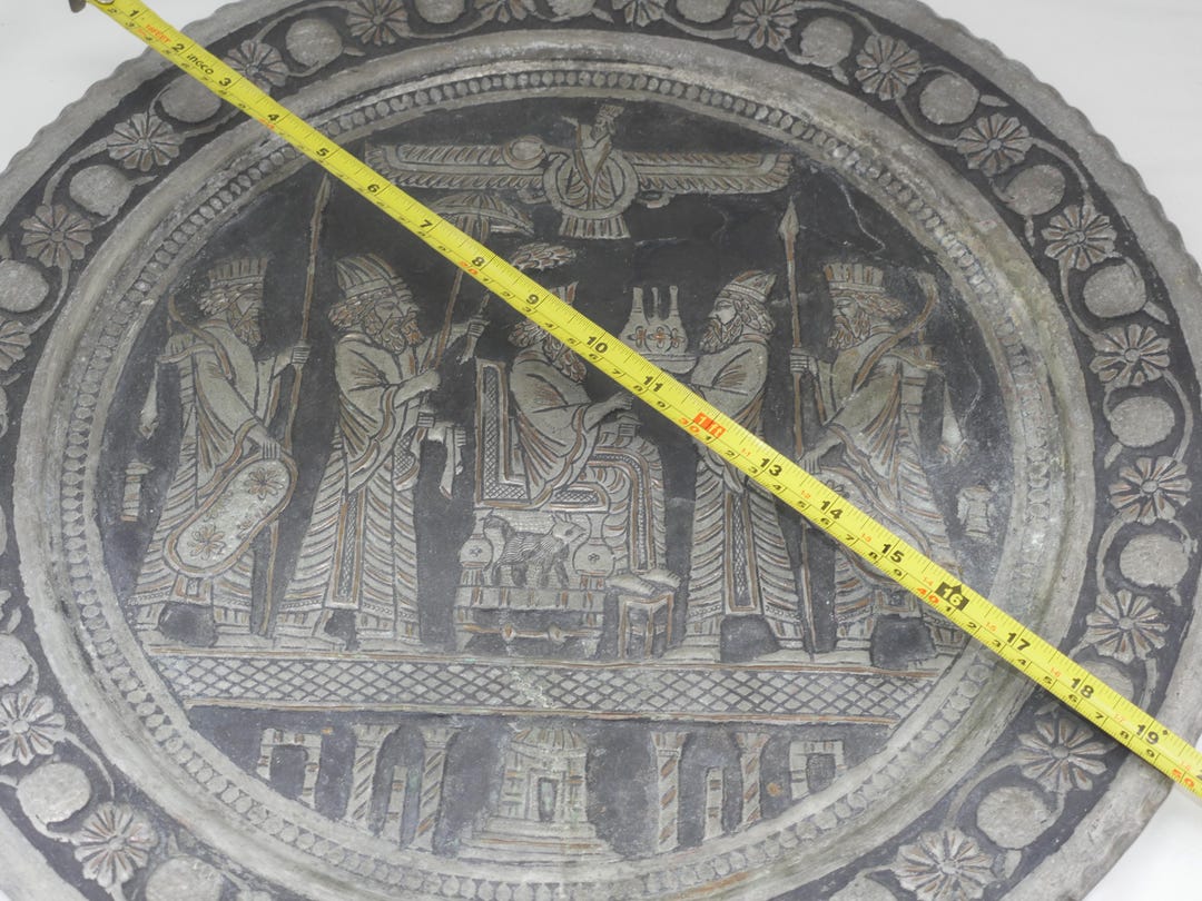 Rare Vintage Antique Extra Large Tinned Wall Hanging Copper Plate With ...