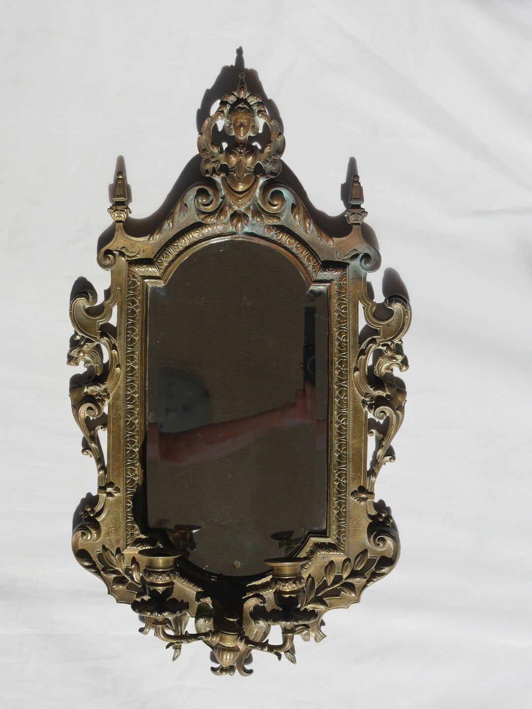 Lot Nr 431 Antique 1800s French Hanging Bronze Sconce Mirror and Candle ...