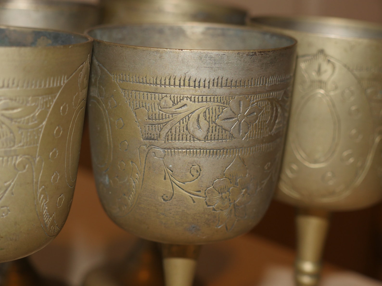 Lot Nr 309 Old Vintage Antique Yellow Metal Goblets Trinkets | Etsy