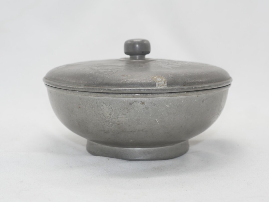 Antique Chinese Swatow Pewter Lidded Bowl - Chao Chang Tang Studio ...