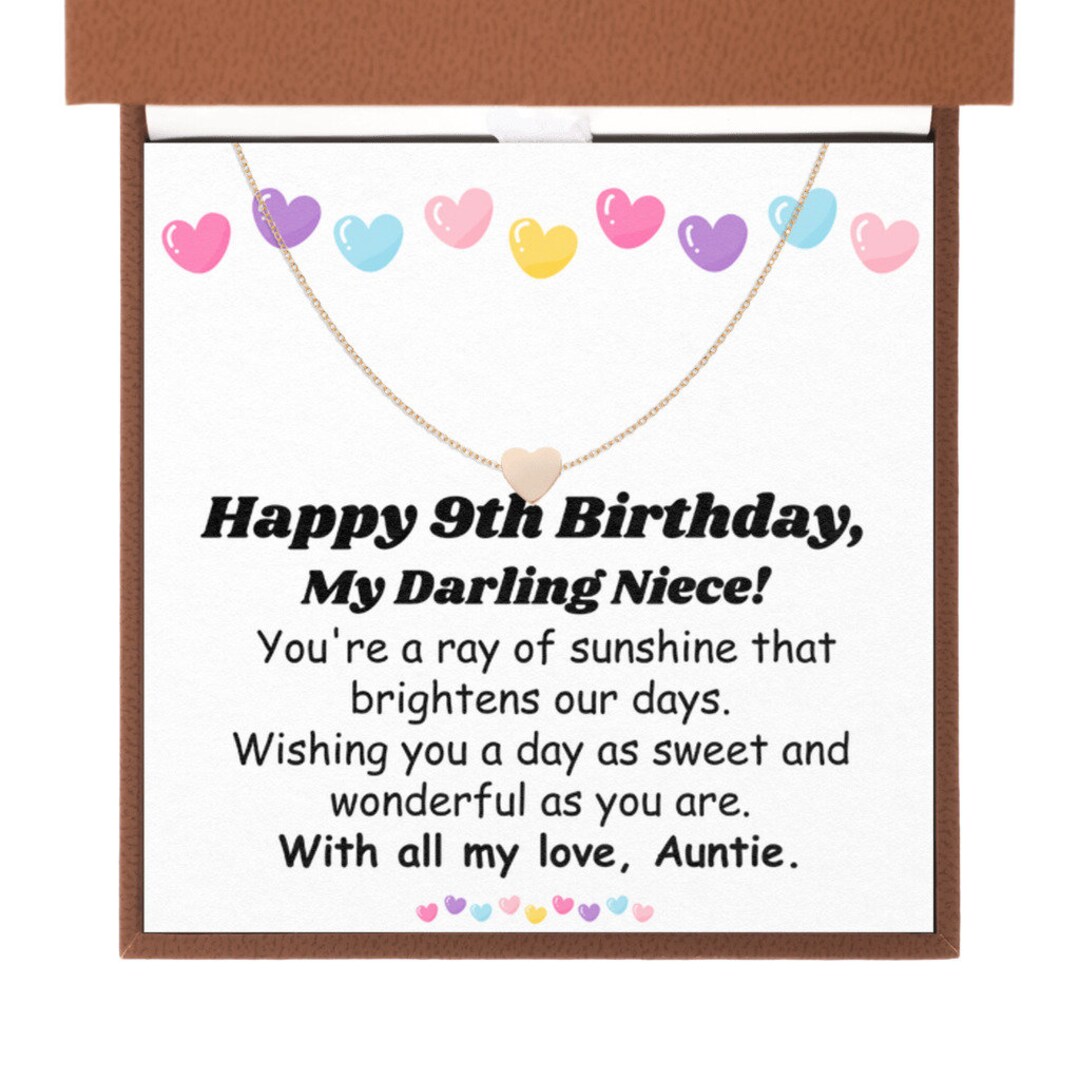 9 Year Old Girl Birthday Gift From Aunt, Heart Necklace for Kids, Happy ...