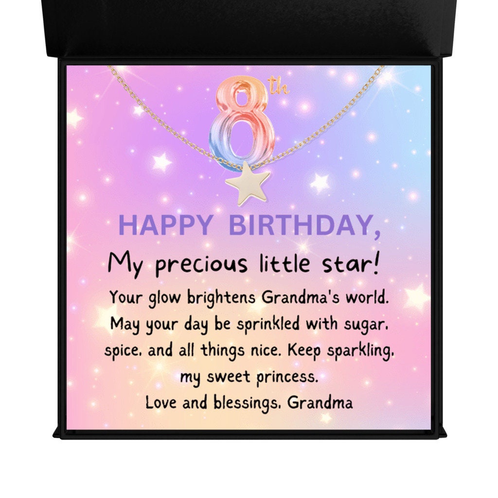8 Year Old Girl Birthday Gift From Grandma, Star Necklace for Kids ...