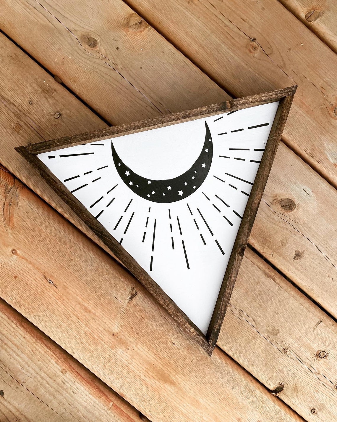 Moon Burst Triangle Wood Sign - Etsy