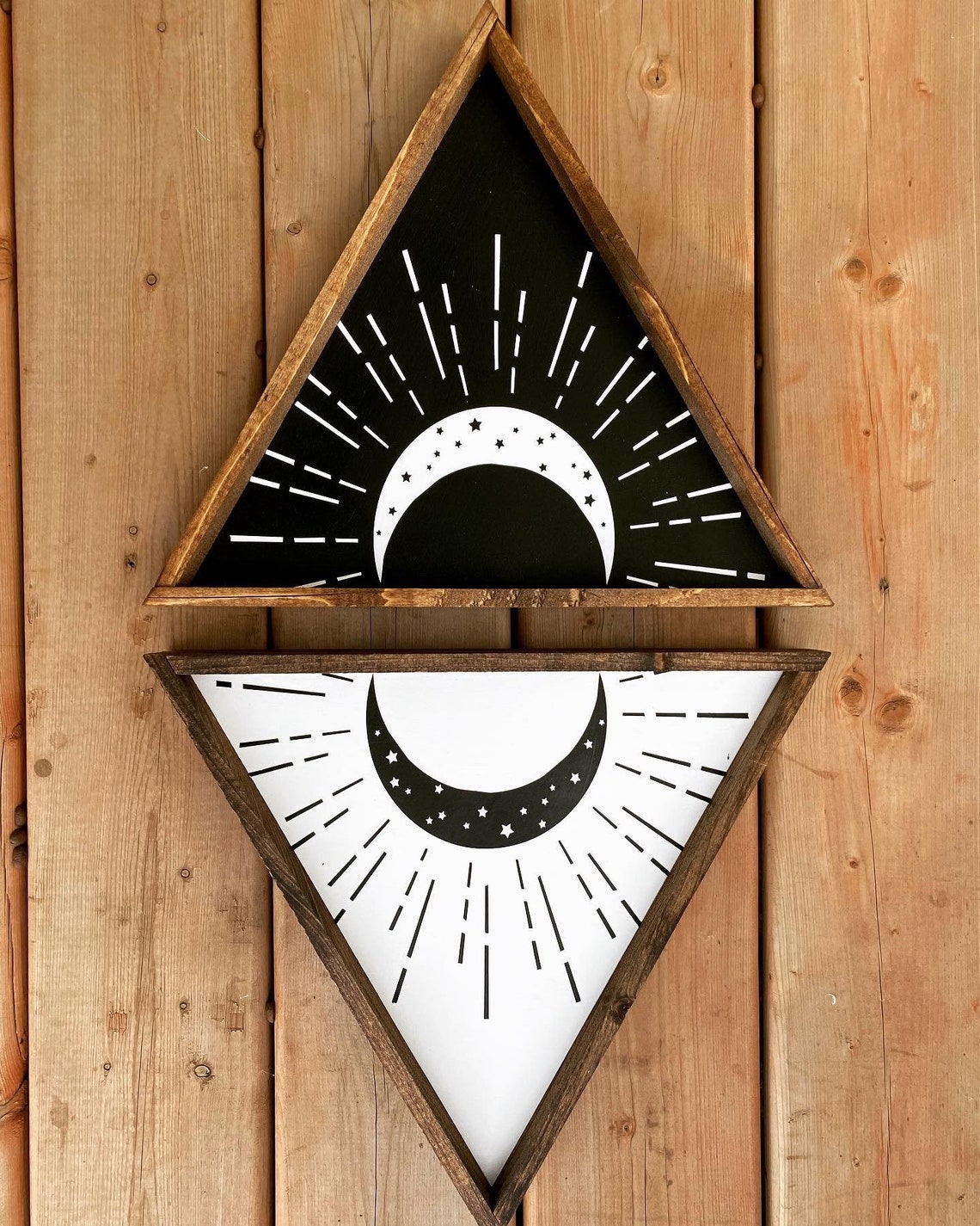 Moon Burst Triangle Wood Sign - Etsy