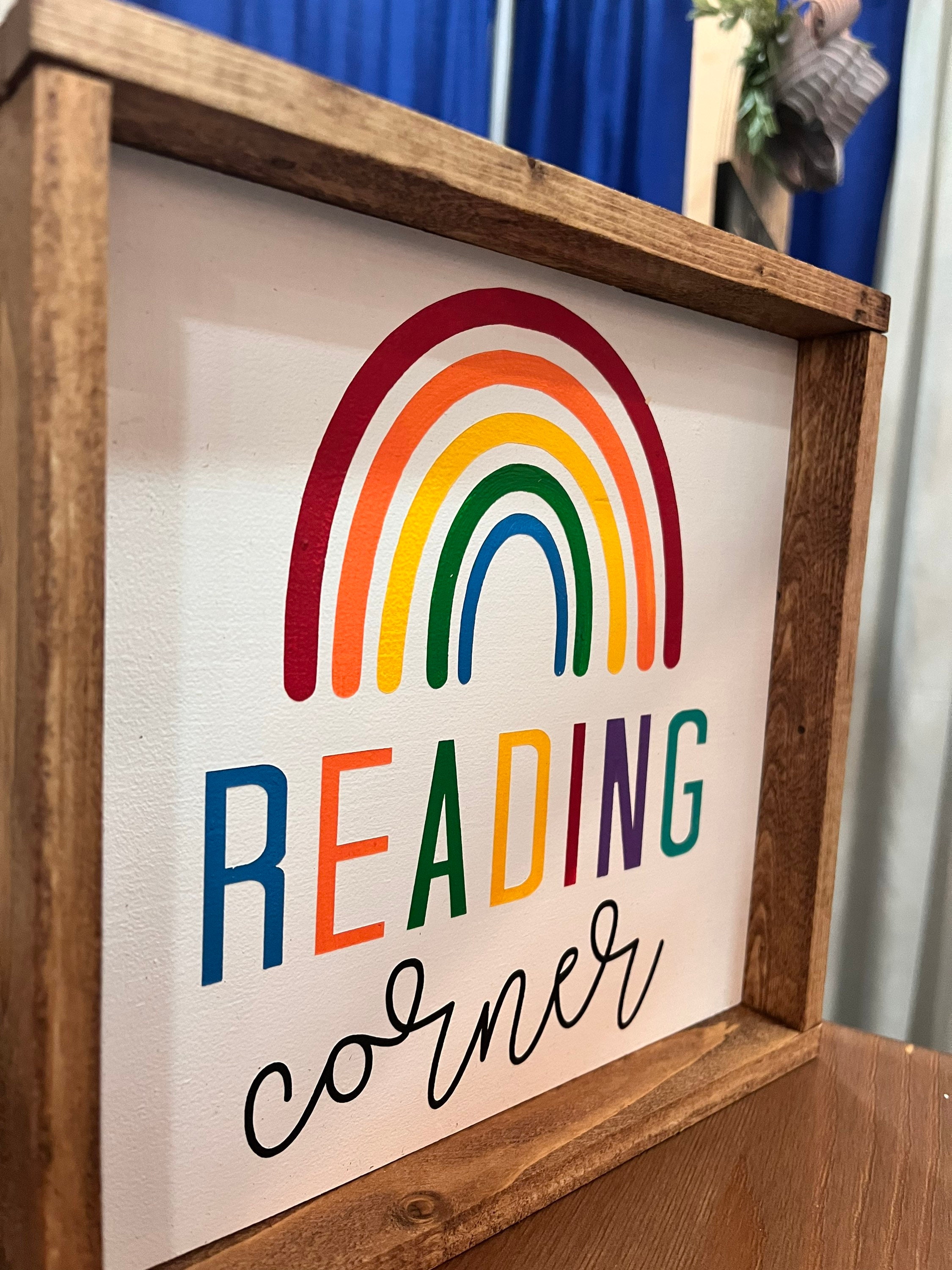 Reading Corner Rainbow Sign, Library, Classroom, Books, School, Wood ...