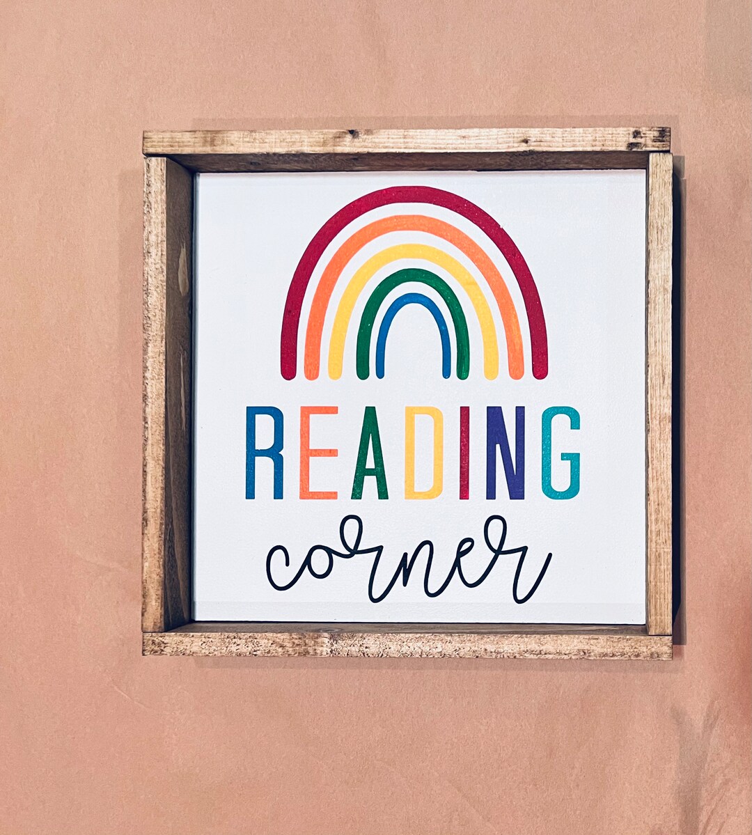 Reading Corner Rainbow Sign, Library, Classroom, Books, School, Wood ...