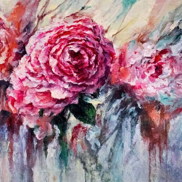 Abstract Peony Painting - Etsy