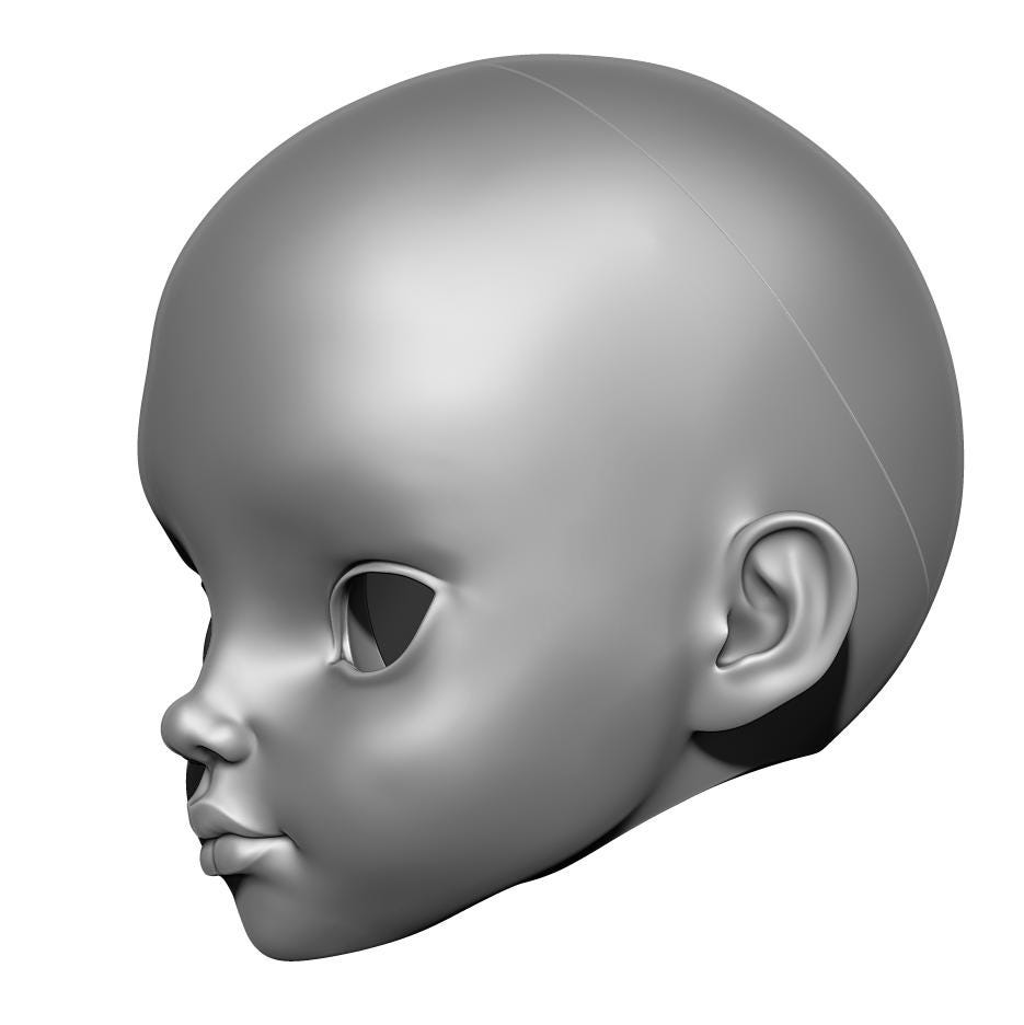 Mia - Bjd Head, Bjd Doll, 1/4, 1/6, 3D Head, Headspace, Creative Head ...