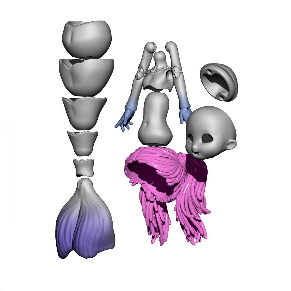 3D Model of Articulated BJD Mermaid Doll Detailed and Realistic - Etsy