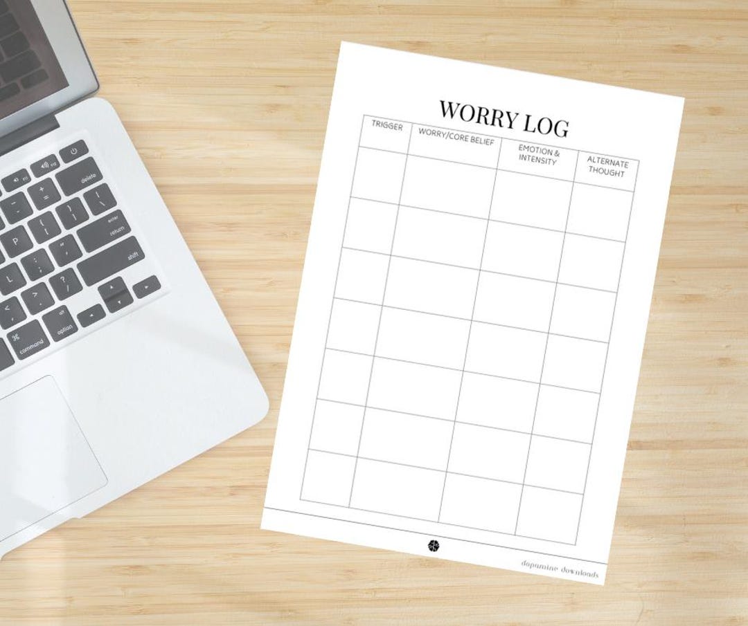 Worry Log for Clients, Mental Health Workers, Therapists, Counselors ...