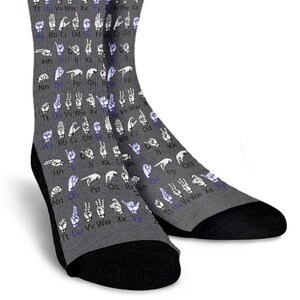 Gray ASL - Abc's Crew Socks, Custom Socks, Angkle Socks, Mens Socks ...