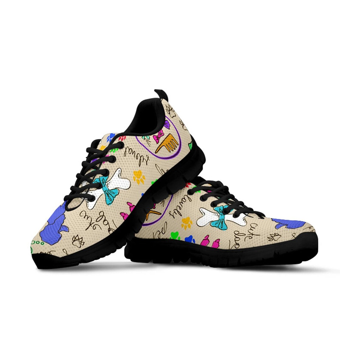 Poodle Shoes Women's Tie Sneakers, Dog Lover Gifts Birthday Custom Cute ...