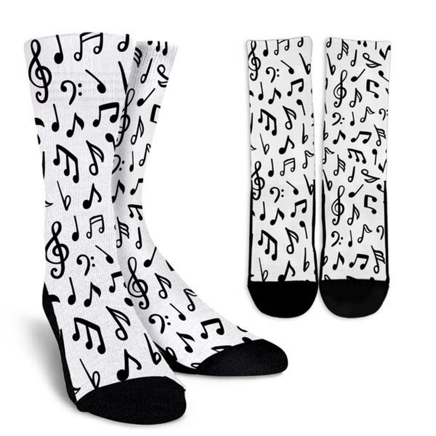 Music Notes Socks Personalized Funny Crew Custom Printed Gifts - Etsy