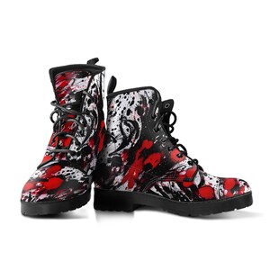 Combat Boots Red and Black Ink Splatter Custom Vegan Leather Boots ...