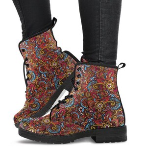 Colorful Mandala 2 Handcrafted Boots, Women's Boots, Vegan Leather ...