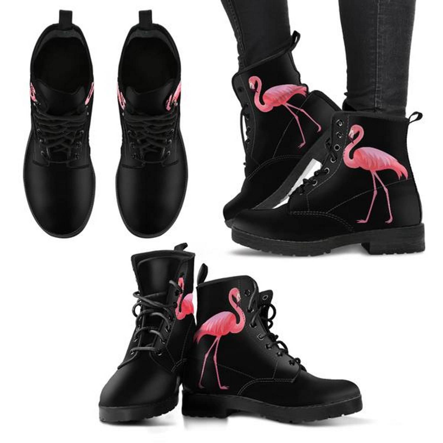 Combat Boots Flamingo Boots Woman Eco Friendly Laces Gift for - Etsy