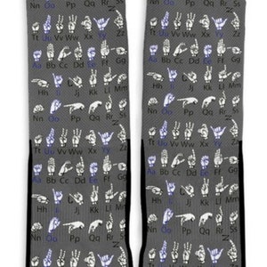 Gray ASL - Abc's Crew Socks, Custom Socks, Angkle Socks, Mens Socks ...