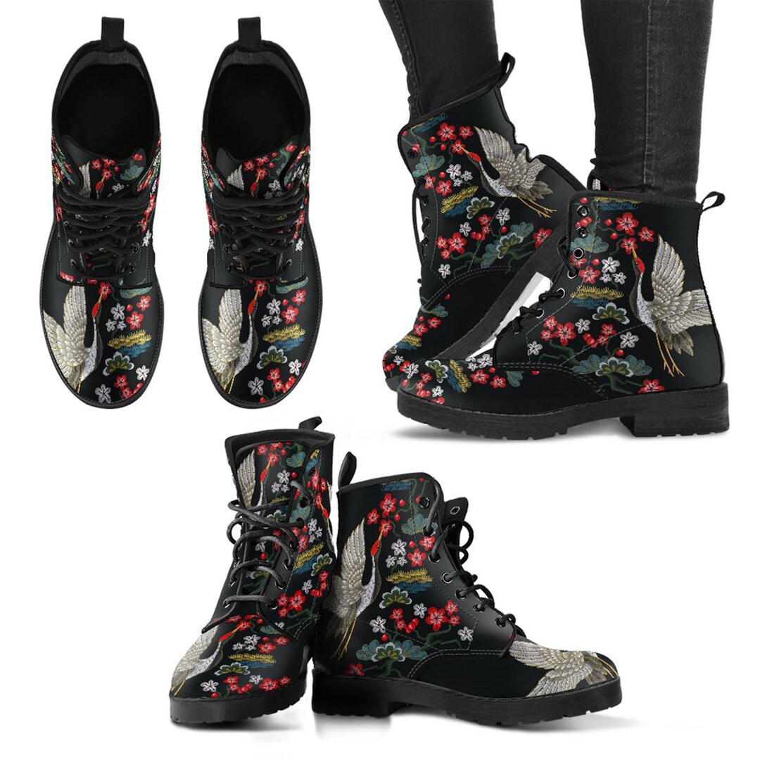 Combat Boots Women Colorful Bird Handcrafted Boots Cute Shoes, Birthday ...