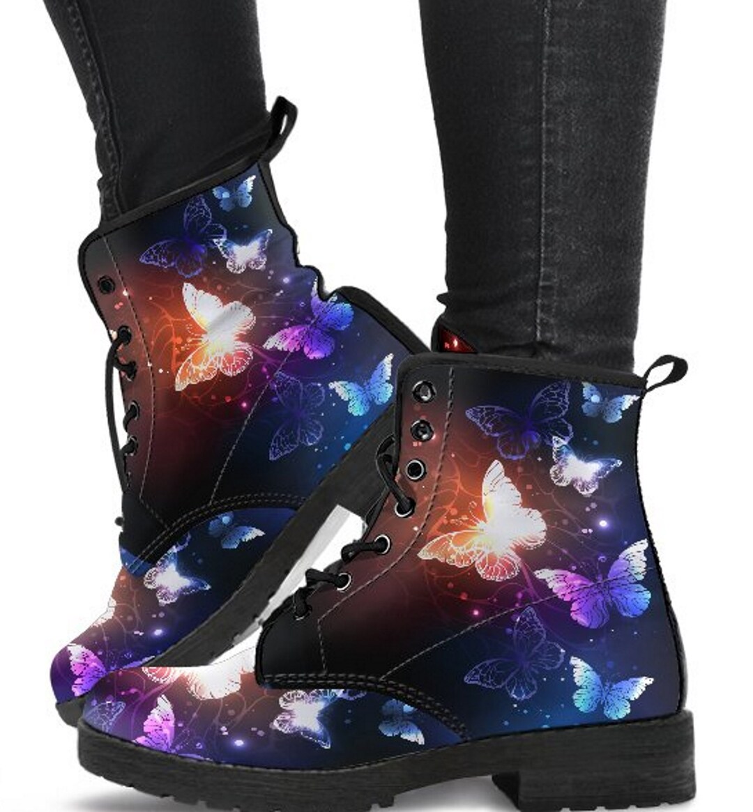 Combat Boots Magical Butterflies Boots, Womens Fashion, Lace, Vegan ...