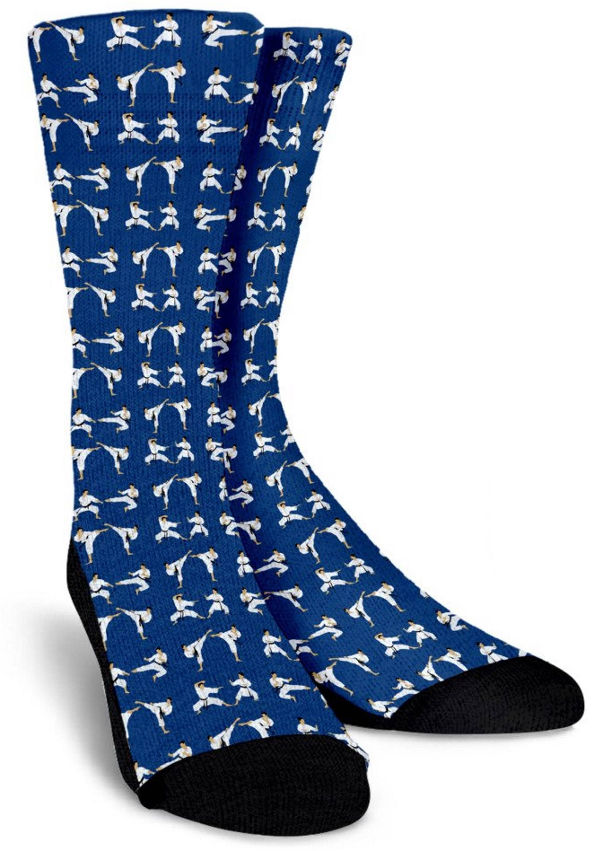 Blue Karate Crew Socks Custom Socks Angkle Socks Boot - Etsy
