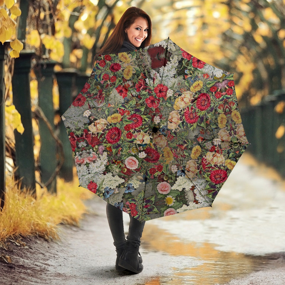 Vintage Flower Print Umbrellas, Custom Large Umbrella Birthday Gİfts ...