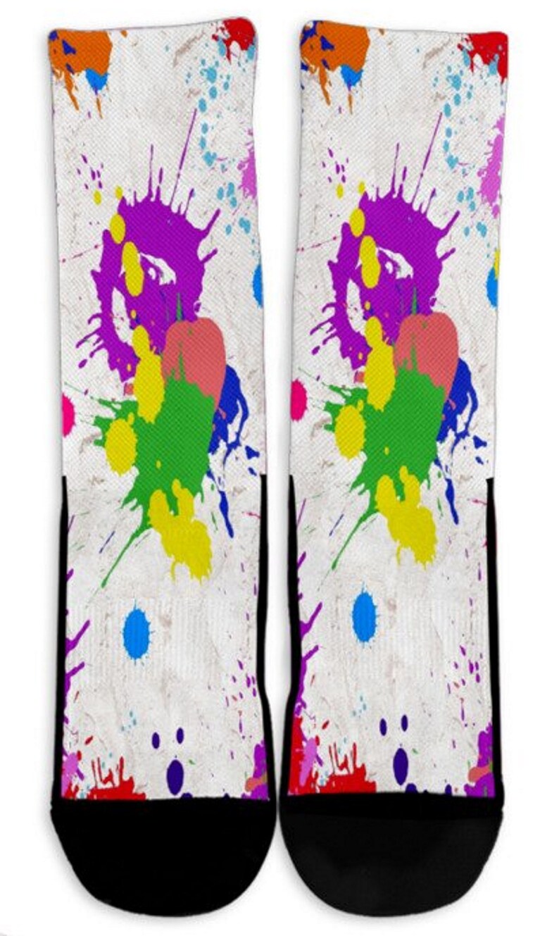 Splatter Paint Design Crew Socks Custom Socks Angkle Socks - Etsy