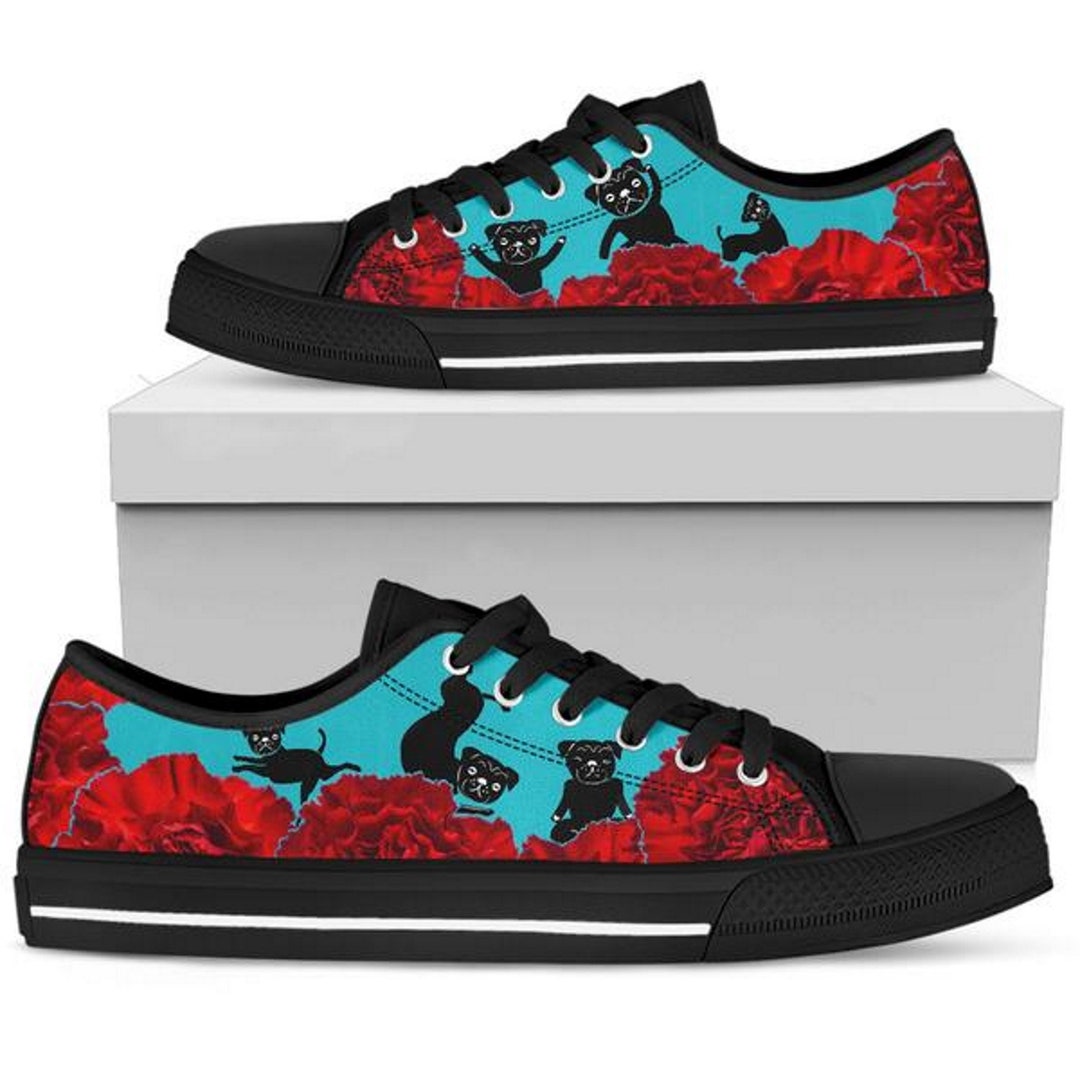 Pug Design Low Top Sneakers: Women's Fashion Casual Shoes - Etsy