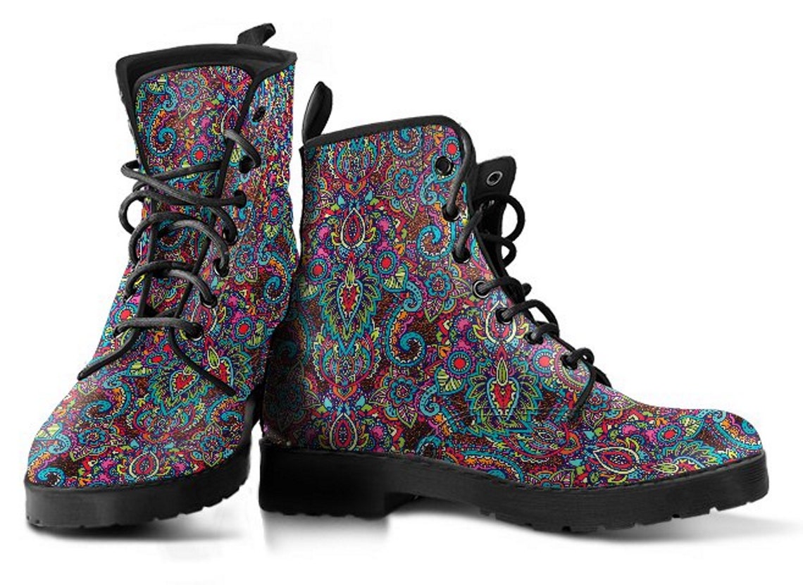 Colorful Abstract Art Women Boots Womens Fashion Vegan | Etsy