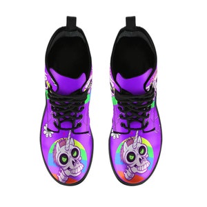 Combat Boots Zombie Unicorn Ladies Leather Look Boots, Cute Shoes ...