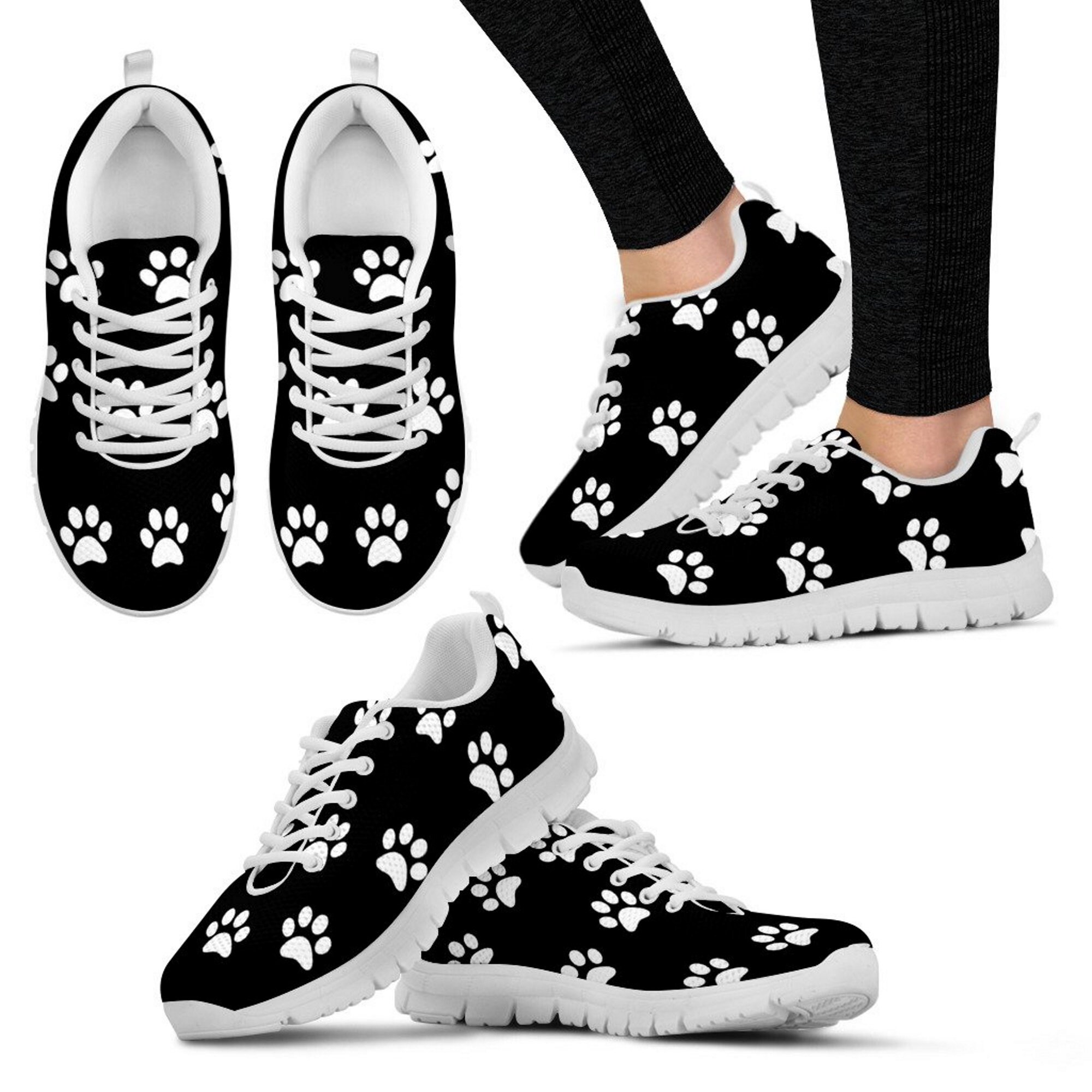 I Love Paw Print Sneakers Womens Low Top Gifts Shoes Whiter - Etsy