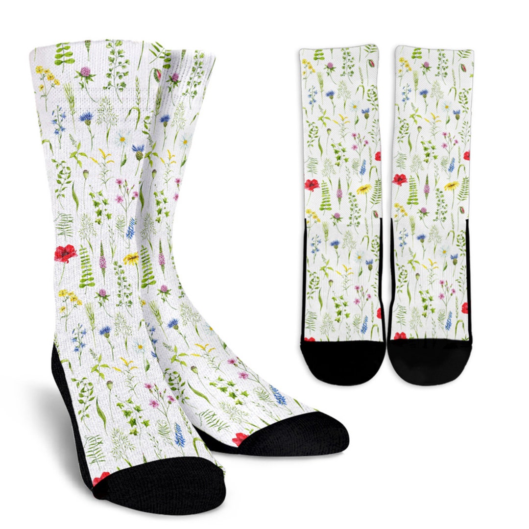 Watercolor Wildflower Crew Socks, Birthday Gifts for Her Unisex Printed ...
