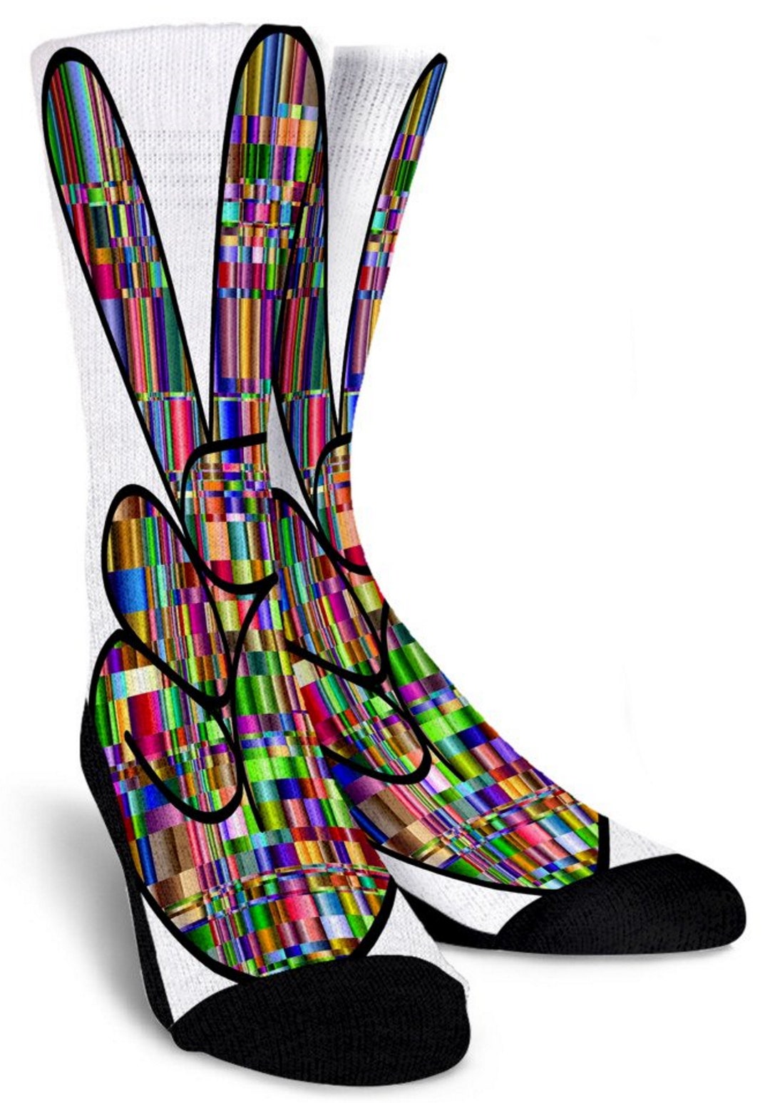 Colorful Peace Sign Crew Socks, Custom Socks, Angkle Socks, Mens Socks ...