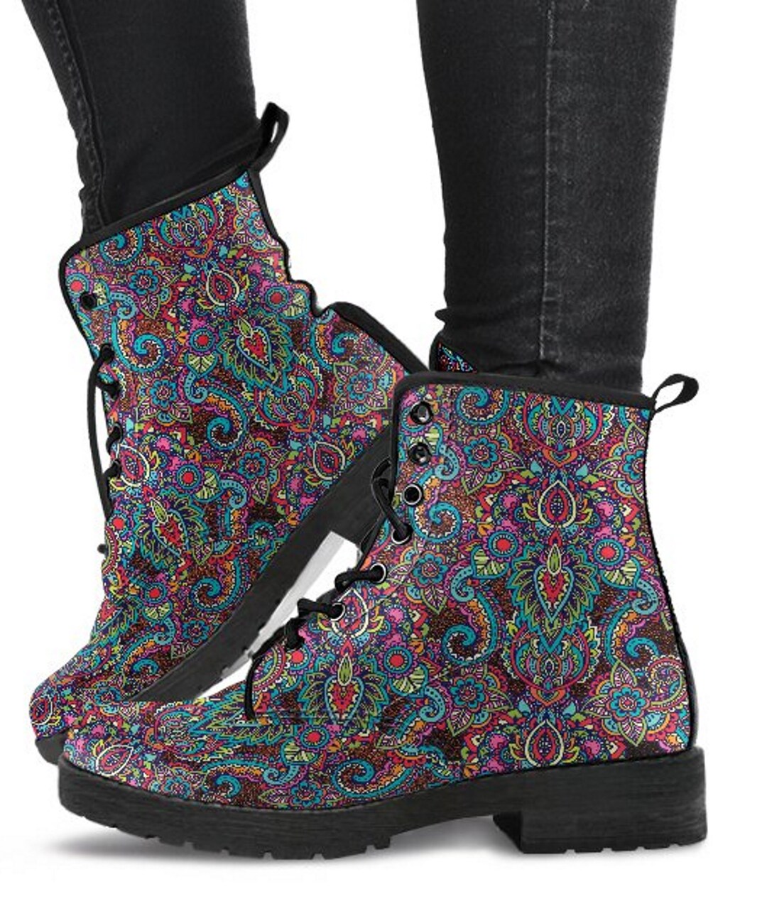 Colorful Abstract Art Women Boots, Womens Fashion, Vegan Leather ...