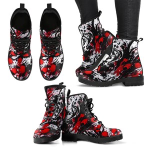 Combat Boots Red and Black Ink Splatter Custom Vegan Leather Boots ...