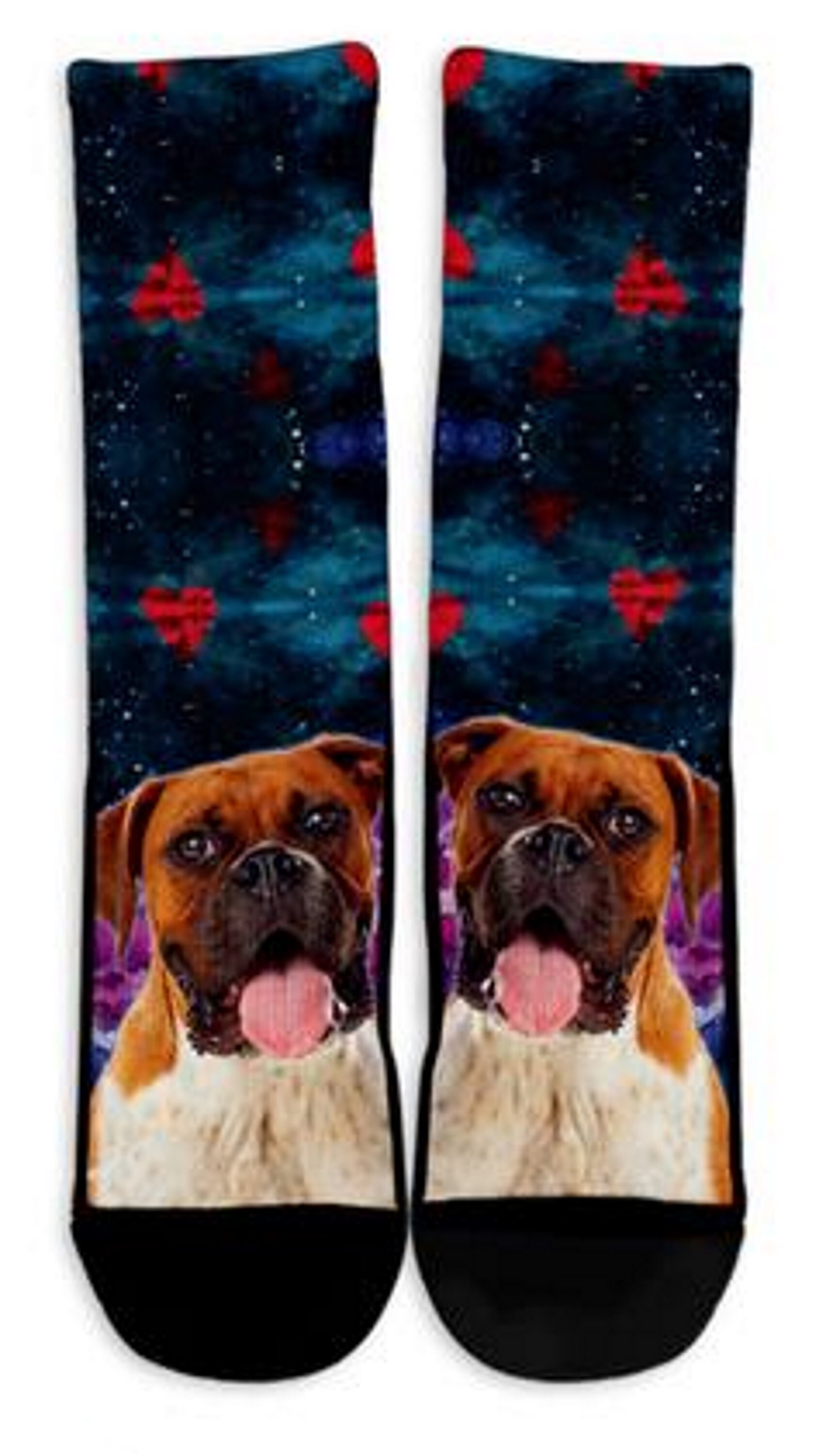Boxer Dog Hearts Socks Personalized Funny Custom Printed - Etsy