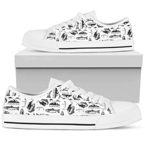 Custom Fishing Sneakers Walking Lace Gifts Sports Lover Shoes for Women ...